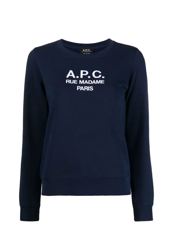 A.p.c. Tina Logo-embroidered Cotton Sweatshirt - Blue