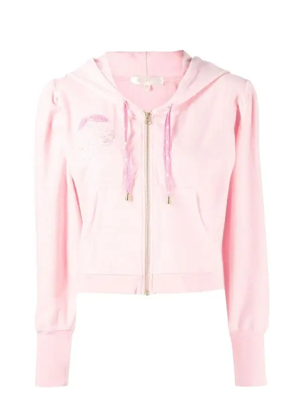 LoveShackFancy Zip-up Appliqué Hoodie - Pink