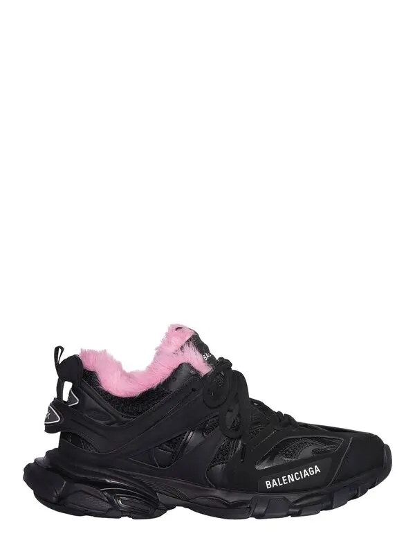 Balenciaga Track Faux Fur-lined Sneakers - Black