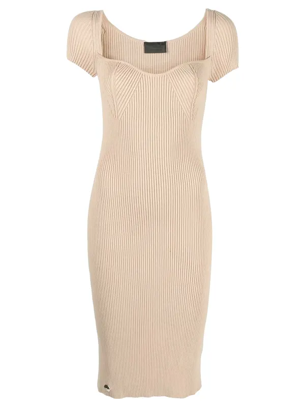 Philipp Plein Rib-knit Midi Dress - Neutrals