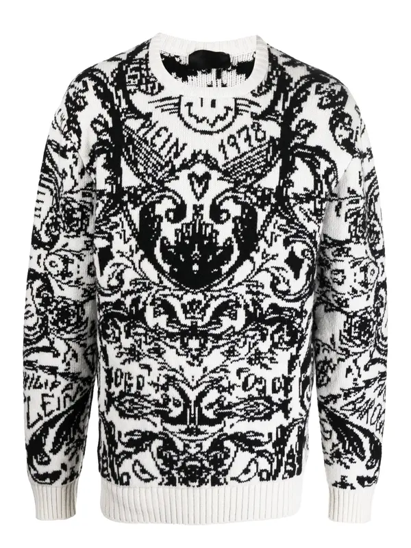 Philipp Plein Intarsia-knit Jumper - White