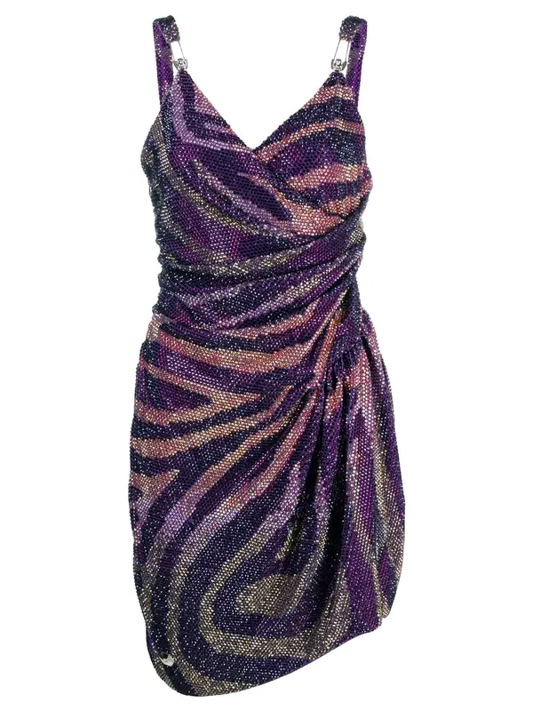 Philipp Plein Crystal-embellished Zebra-print Dress - Purple