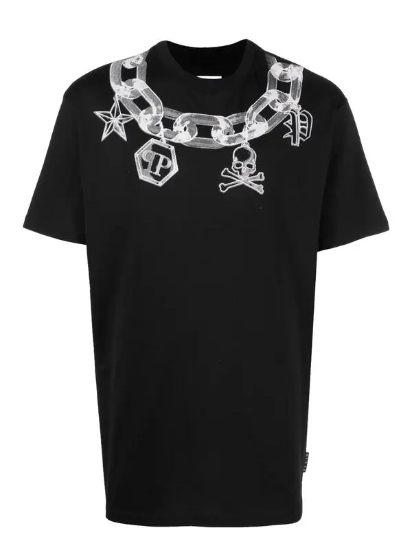 Philipp Plein Necklace Print T-shirt - Black