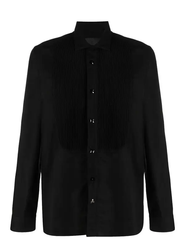 Philipp Plein Pleated-bib Detail Shirt - Black