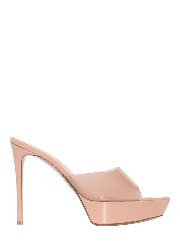 GIANVITO ROSSI Betty Pointed Platform Mules - Neutrals