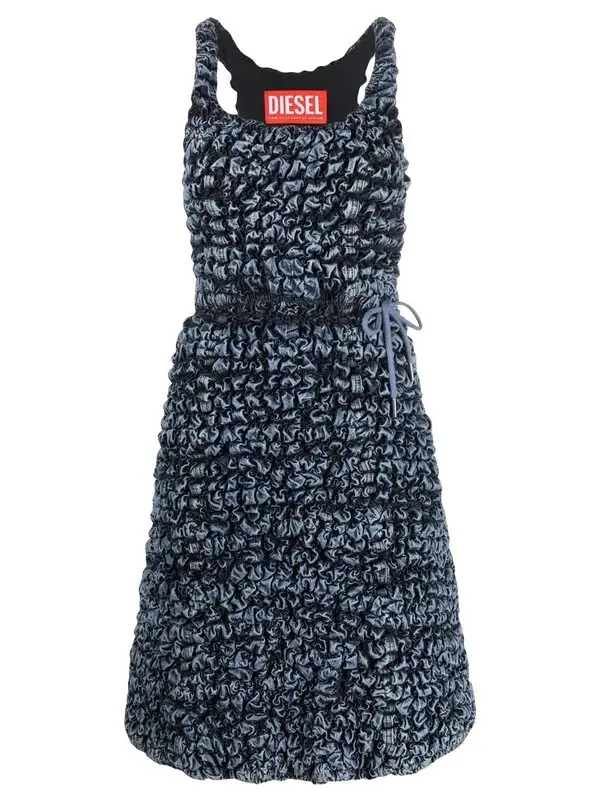 DIESEL® Sleeveless Square Neck Textured Dress - Blue