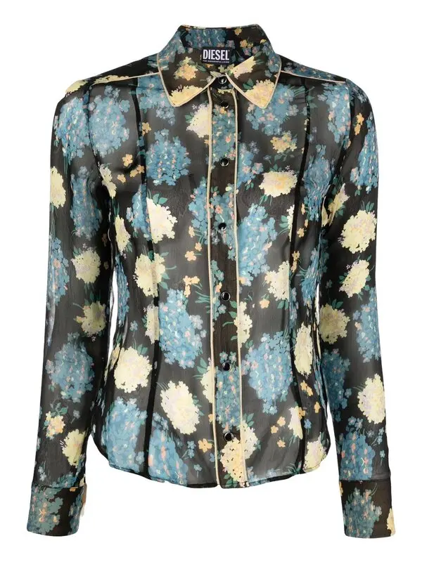 DIESEL Floral-print Shirt - Black