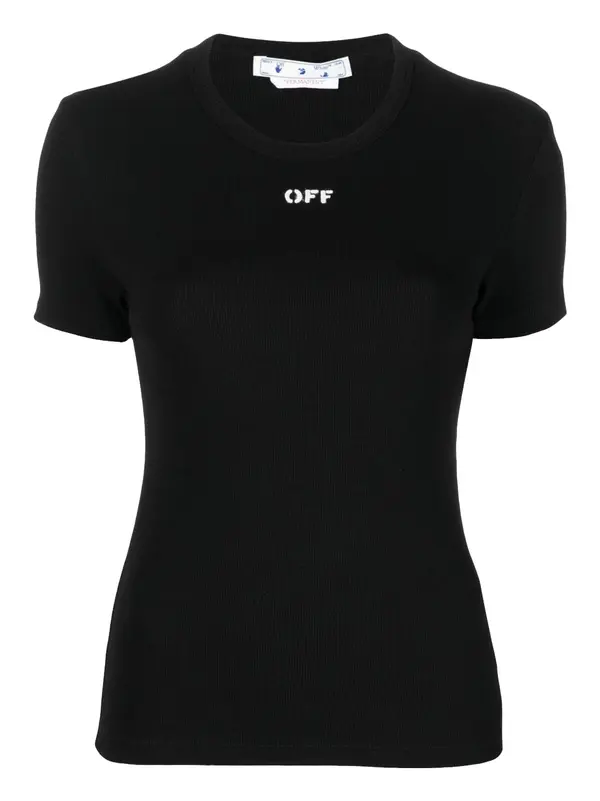 Off-White Logo-print Ribbed T-shirt - Black