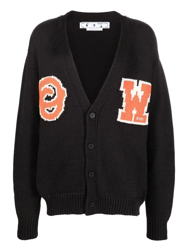 Off-White Logo-intarsia Cardigan - Black