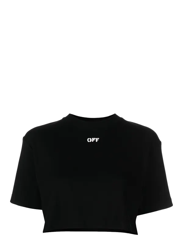 Off-White Cropped Logo T-shirt - Black