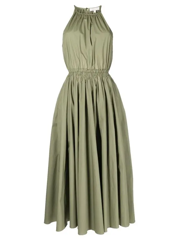 Michael Kors Gathered Halterneck Midi-dress - Green