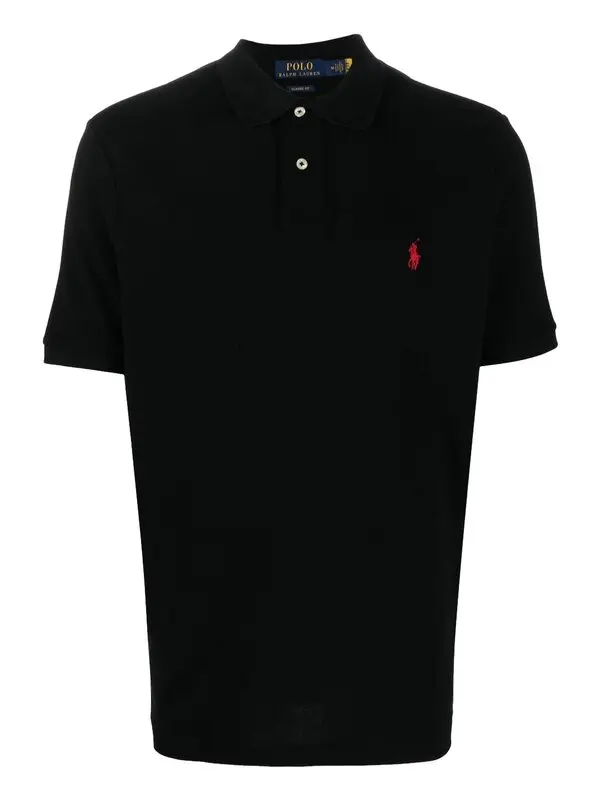 Polo Ralph Lauren Embroidered-logo Detail Polo Shirt - Black