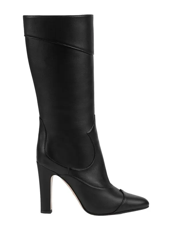 Gucci Pointed Toe Block Heel Boots - Black