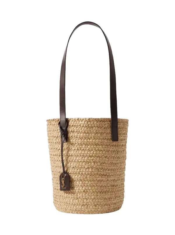 Saint Laurent Panier Small Raffia Tote - Cream