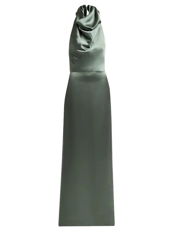 Amsale Satin Halter Gown - Olive