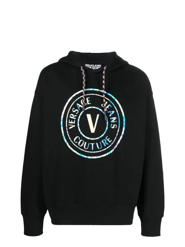 Versace Logo Print Hoodie - Black