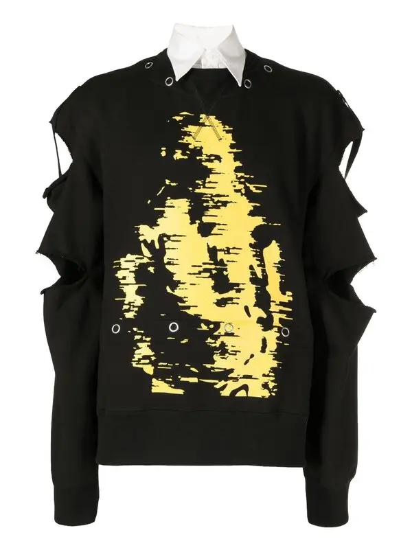 TAKAHIROMIYASHITA THESOLOIST. Graphic Print Distressed Jumper - Black