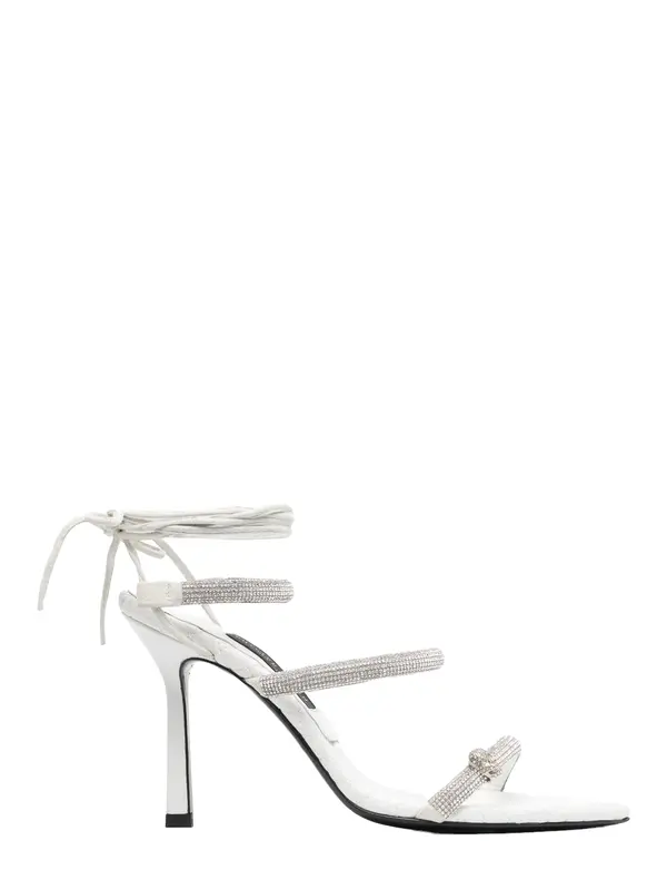 Philipp Plein 105mm Crystal-embellished Strappy Sandals - White