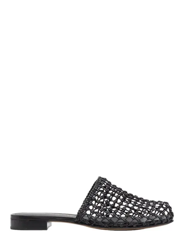 FERRAGAMO Woven Leather Mules - Black