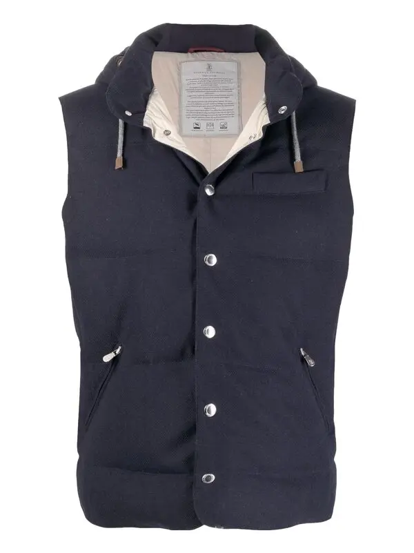 Brunello Cucinelli Padded Hooded Gilet - Blue