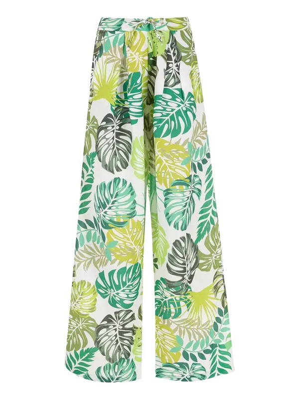 AMIR SLAMA Palm Leaf Print Trousers - White