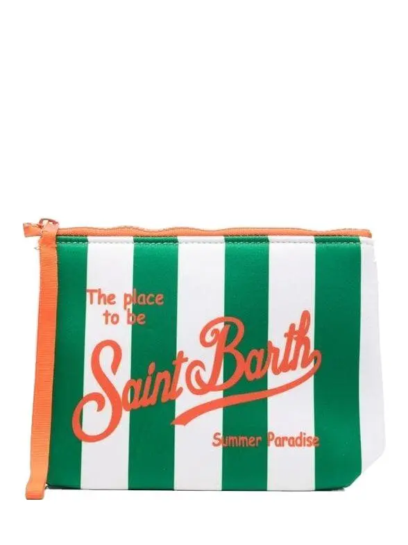 MC2 SAINT BARTH Striped Clutch Bag - Green