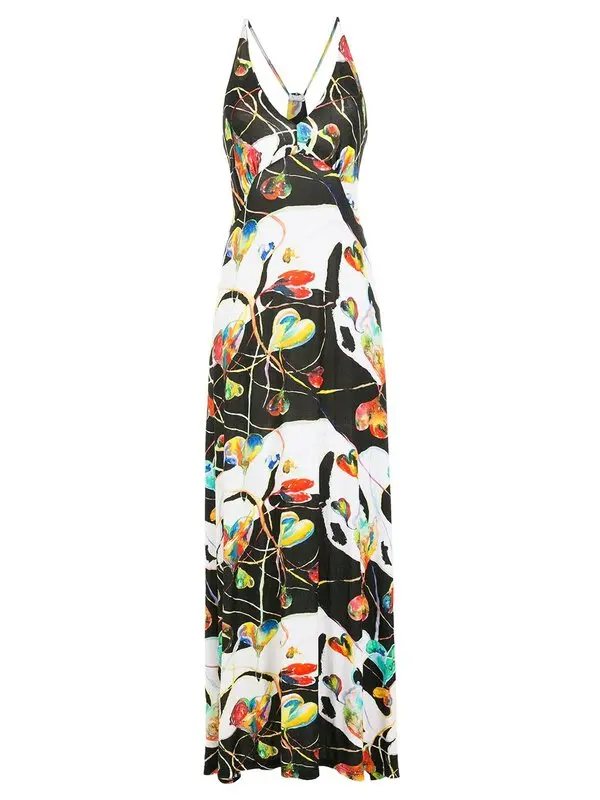 AMIR SLAMA Graphic Heart-print Maxi Dress - Black