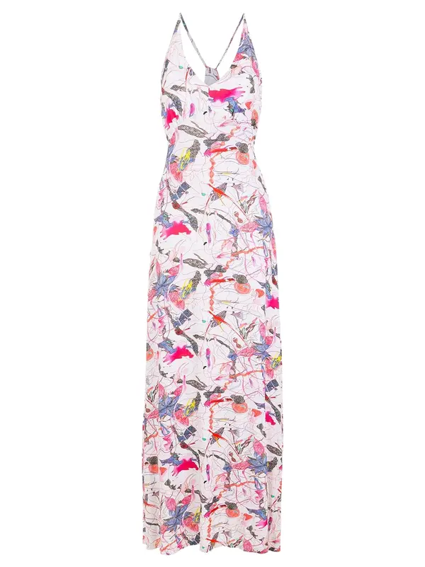 AMIR SLAMA Abstract-print Maxi Dress - Neutrals