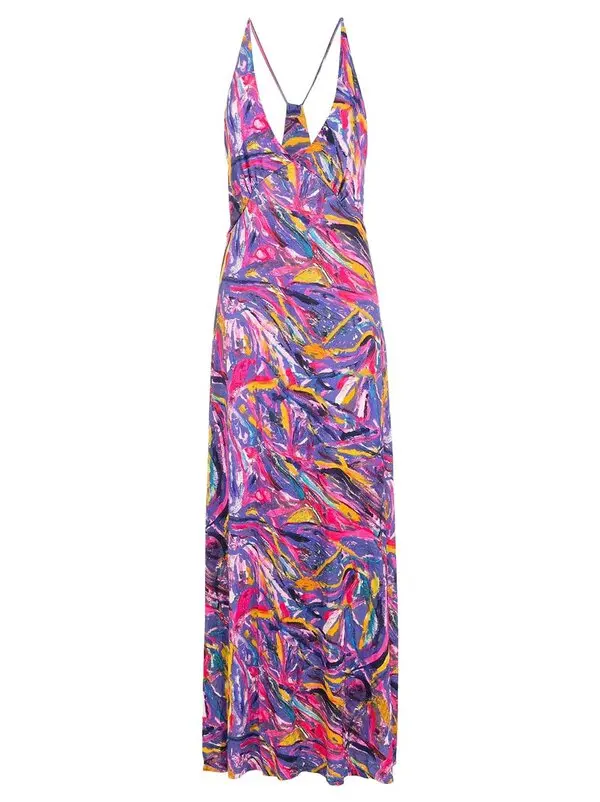 AMIR SLAMA Printed Halter-neck Maxi Dress - Purple