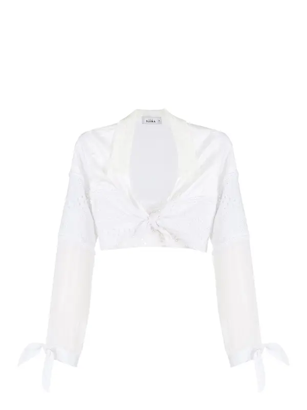 AMIR SLAMA Tie-front Cropped Shirt - White