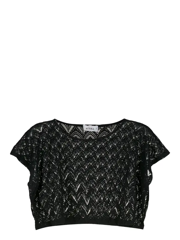 AMIR SLAMA Cropped Knitted Top - Black