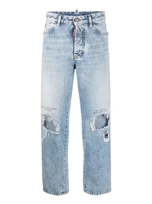 Dsquared2 Distressed Straight-leg Jeans - Blue