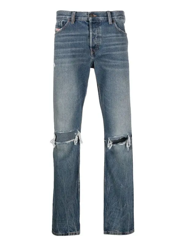 DIESEL® 1995 Ripped Straight-leg Jeans - Blue