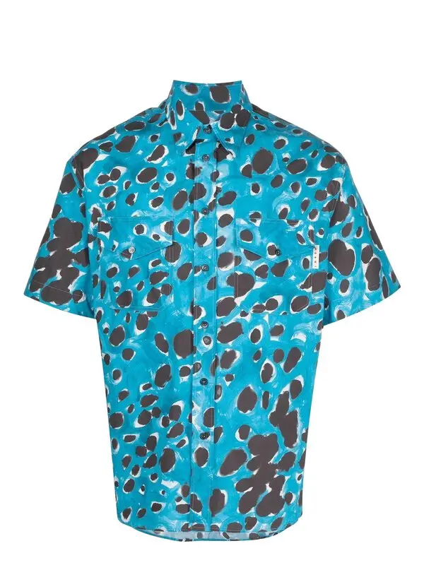 Marni Spot-print Short-sleeve Shirt - Blue
