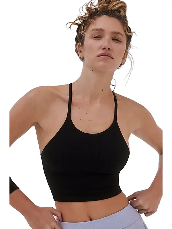 Free People Happiness Runs Crop Tank - Black