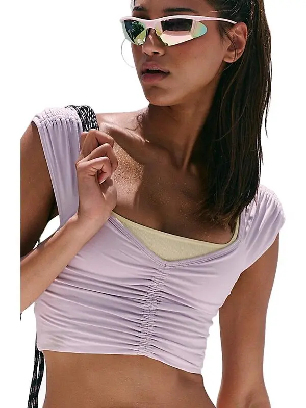 Free People Breathe Deeper Crop Tank - Lavender Glaze