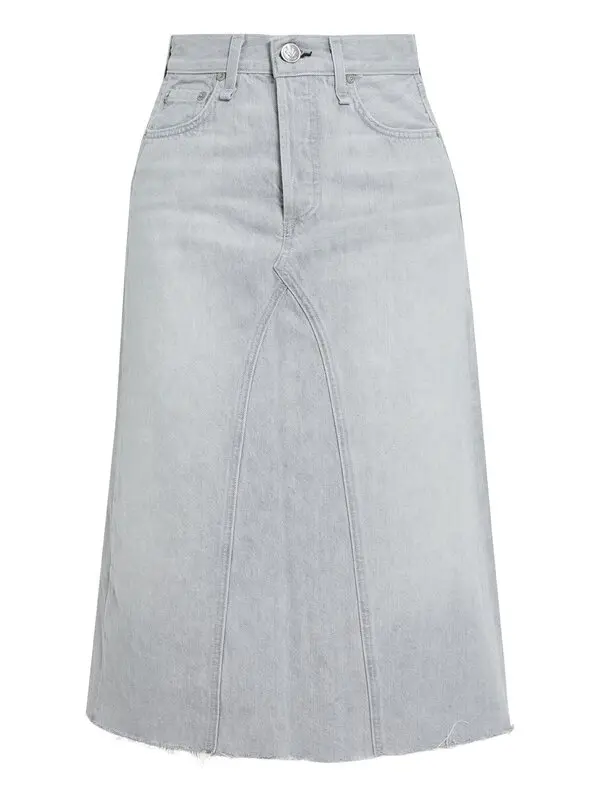 Rag & Bone Faded Denim Midi Skirt - Light Gray