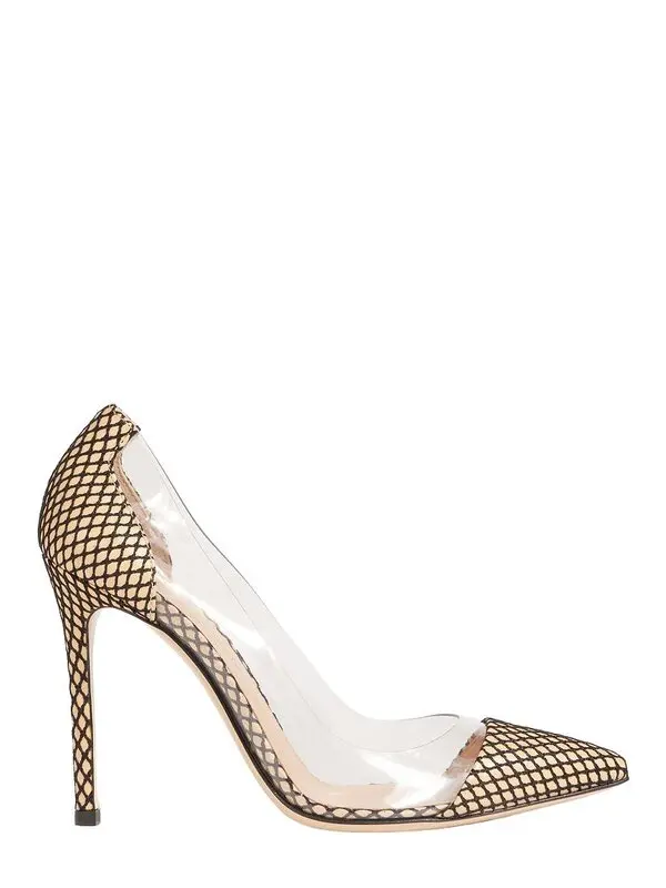 GIANVITO ROSSI Fishnet And Pvc Pumps - Neutral