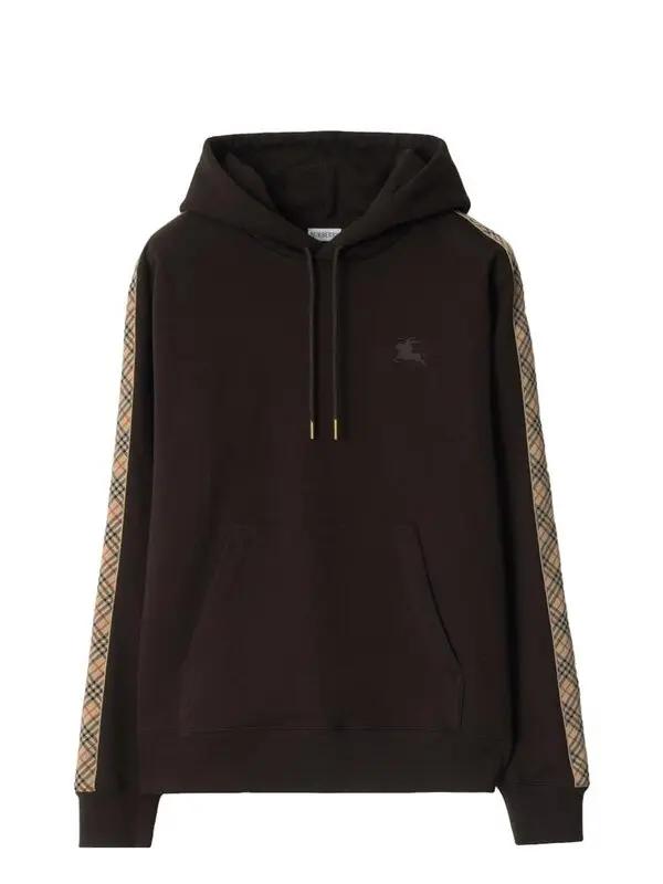 Burberry Check Hood Cotton Hoodie - Clove Brown