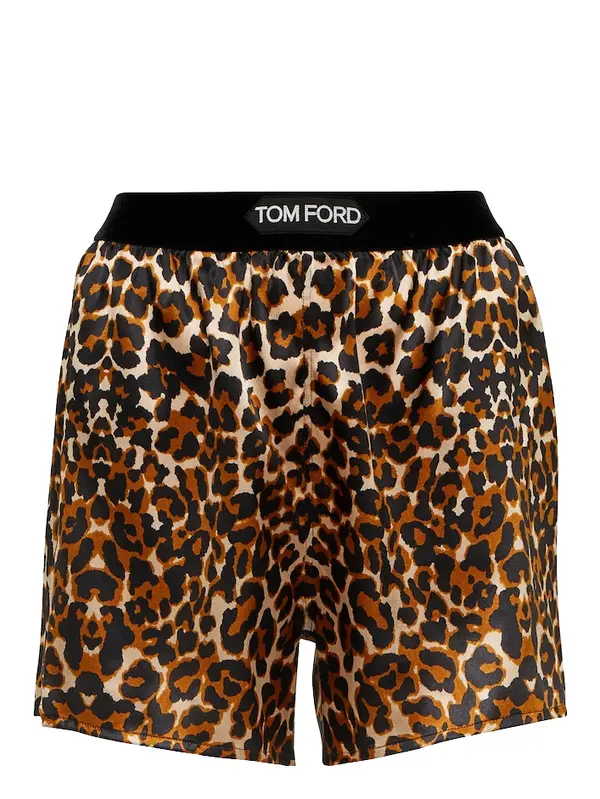 TOM FORD Leopard-print Silk Blend Shorts - Brown