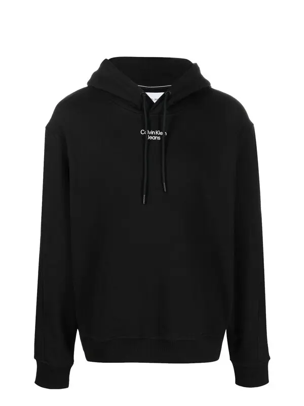 Calvin Klein Logo Print Drawstring Hoodie - Black
