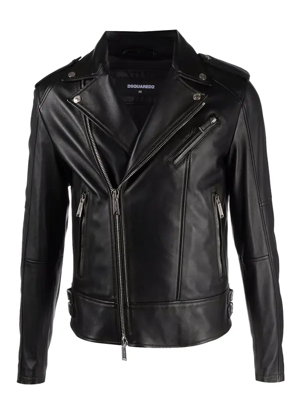 Dsquared2 Leather Biker Jacket - Black