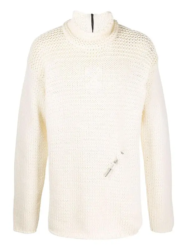 Off-White Nail Detail High-neck Jumper - Neutrals
