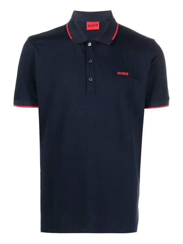 BOSS Chest Logo-print Detail Polo Shirt - Blue