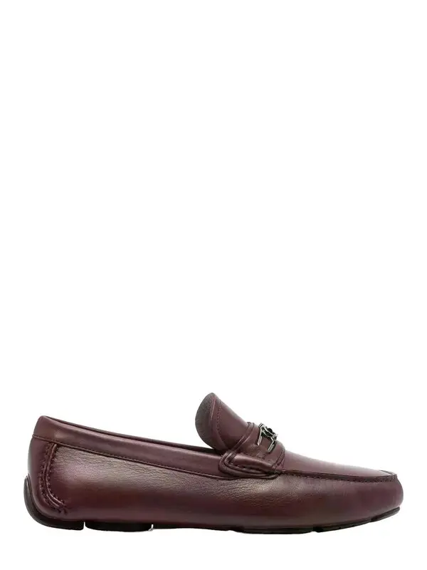 FERRAGAMO Gancini-buckle Leather Loafers - Red