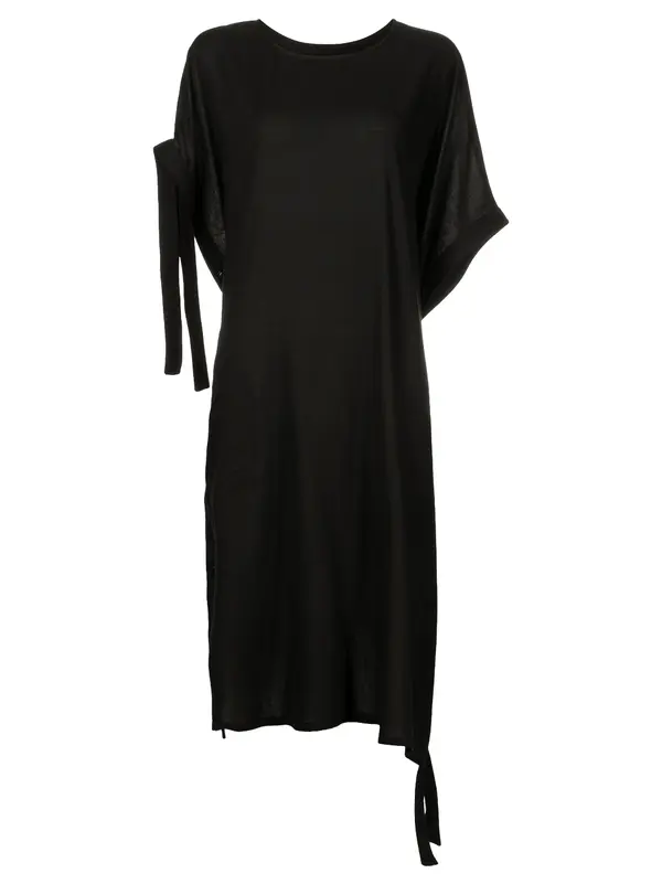 Y’s Buttoned Side-tie Midi Dress - Black