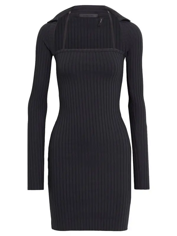Helmut Lang Ribbed-knit Pima Cotton-blend Mini Dress - Black