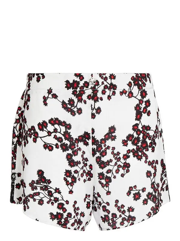 Rabanne Lace-trimmed Floral-print Satin Shorts - White