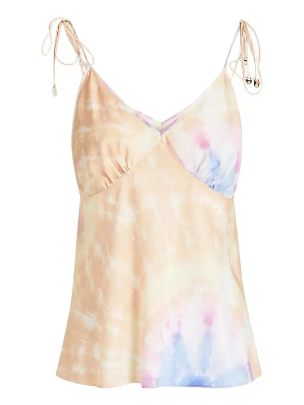 Rabanne Gathered Tie-dyed Satin Camisole - Pastel Orange