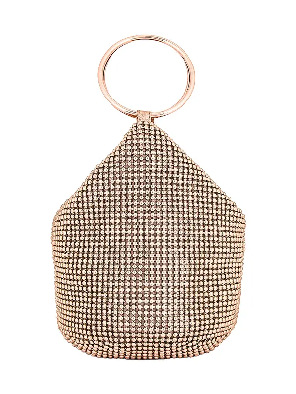 OLGA BERG Bianca Ball Mesh Handle Bag - Rose Gold